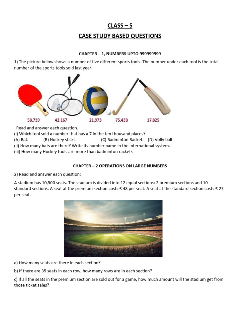 Class 5 Case Study Questions on Numbers | PDF