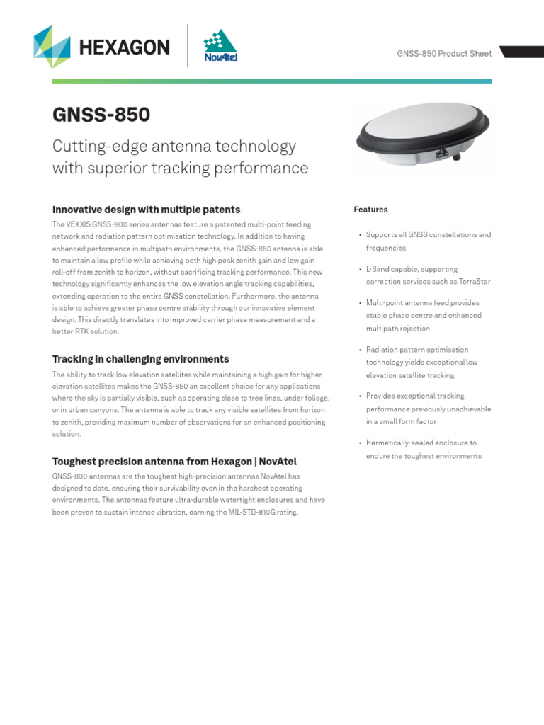 GNSS 850 Product Sheet | PDF | Antenna (Radio) | Electrical Engineering