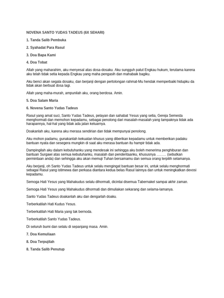 Novena Santo Yudas Tadeus | PDF