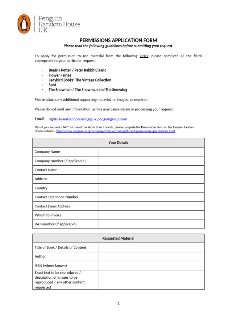 Permissions Application Form 002 | PDF | Cyberspace | Computing