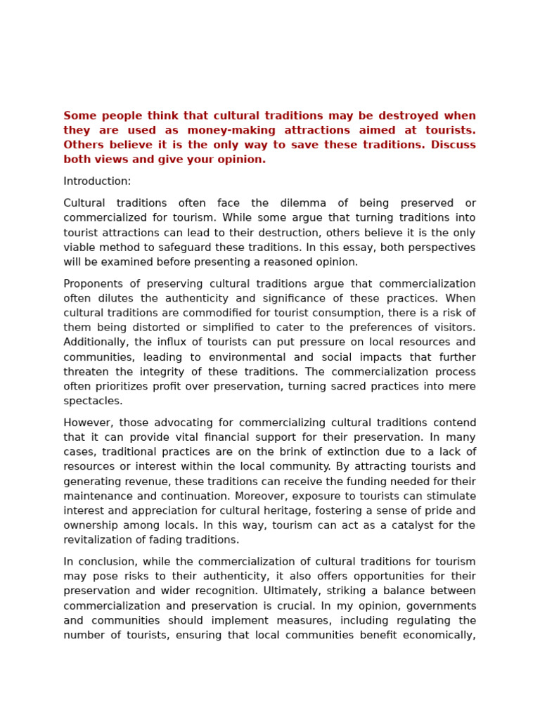 Commercialization of Cutural Hertitage | PDF