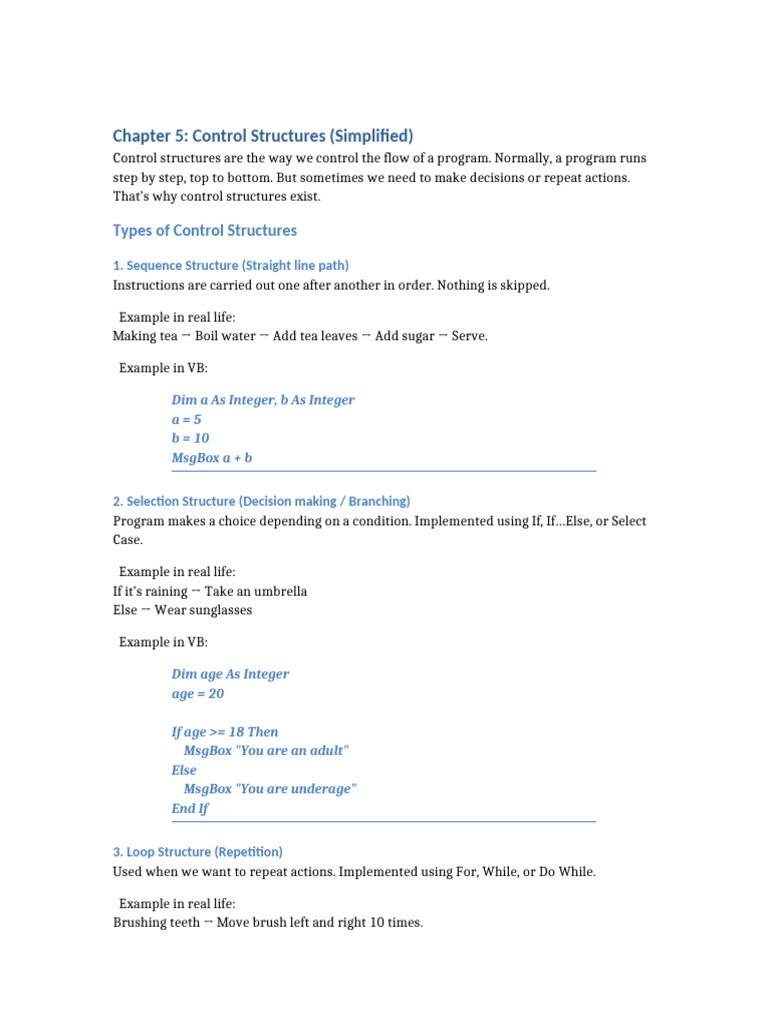 Chapter 5 Control Structures Simplified | PDF