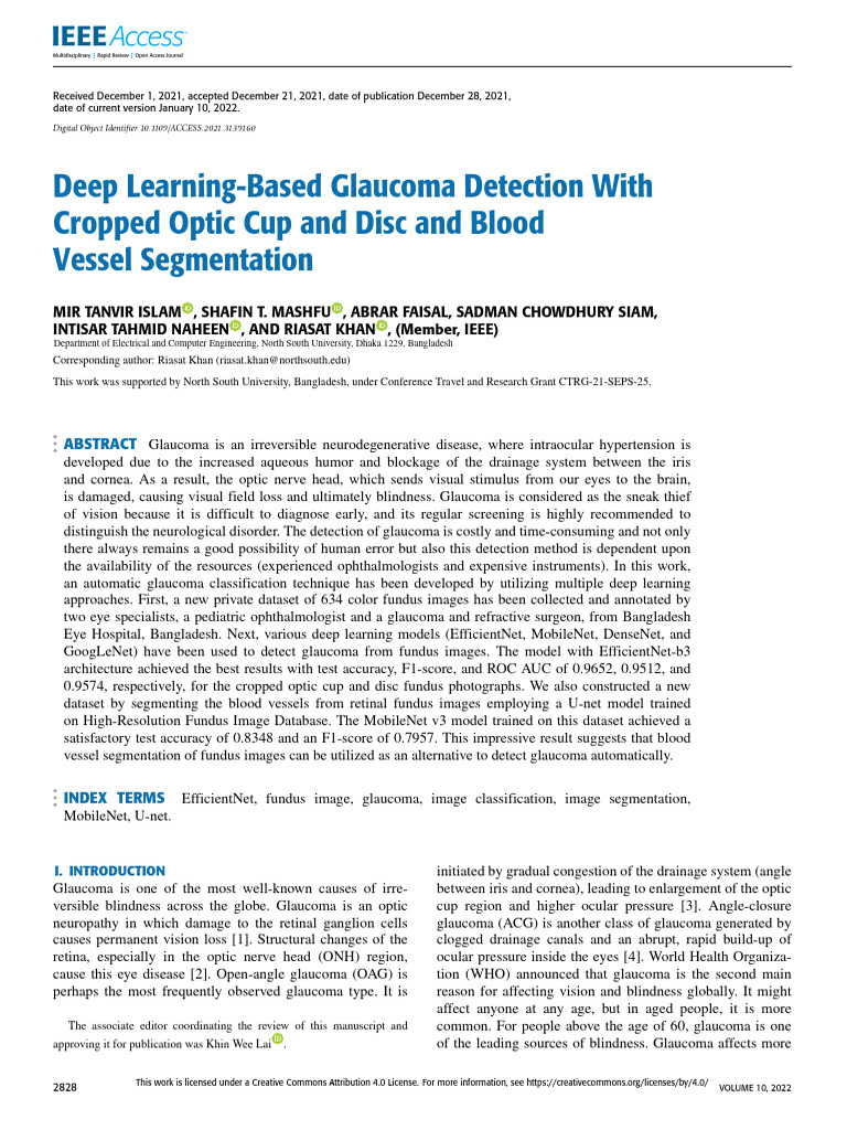 Deep Learning-Based Glaucoma Detection With Cropped Optic Cup and Disc ...