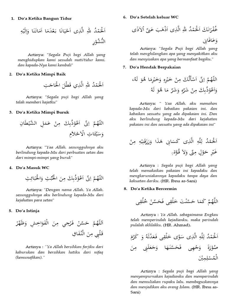 Do'a Harian dalam Islam dan Artinya | PDF