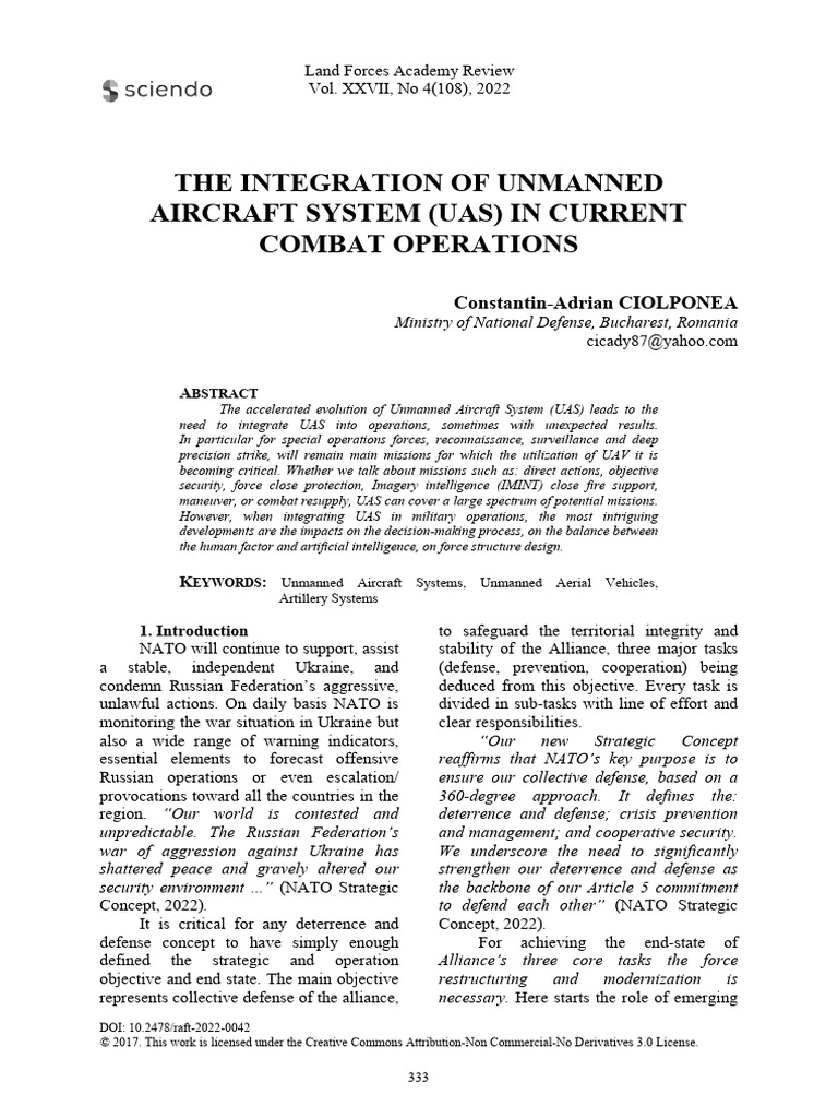 UAS Integration in Modern Combat Operations | PDF | Unmanned Aerial ...