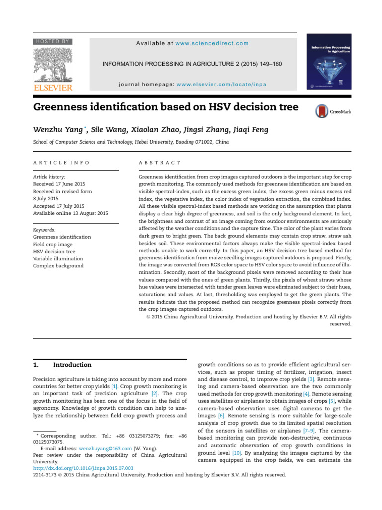 Green Ness Determination Using HSV Decission Tree | PDF | Agriculture ...