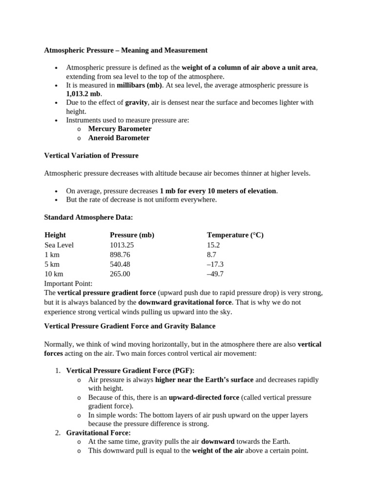 Understanding Atmospheric Pressure Dynamics | PDF | Wound | Atmosphere ...