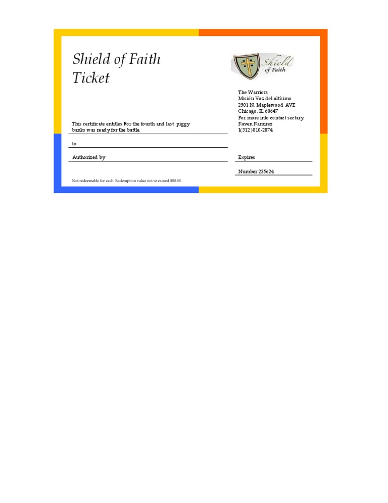 Shield of Faith Ticket | PDF
