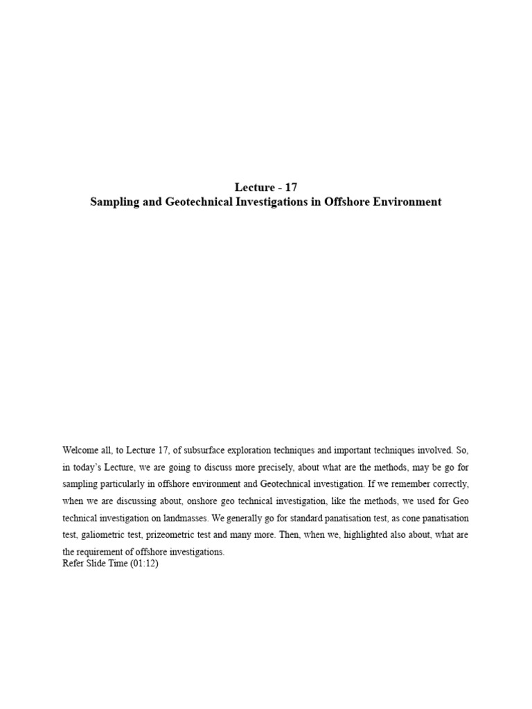 Sampling of Offshore | PDF | Geotechnical Engineering | Plate Tectonics