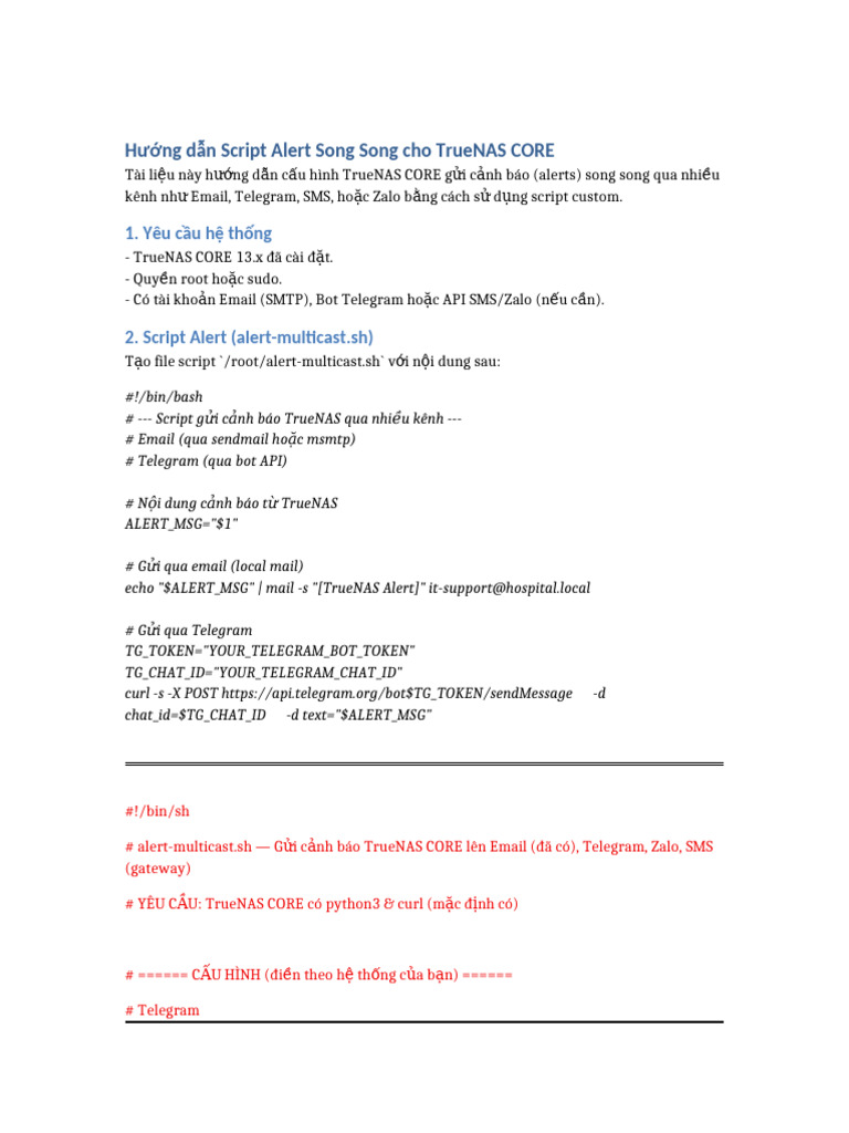TrueNAS Alert Script Guide | PDF