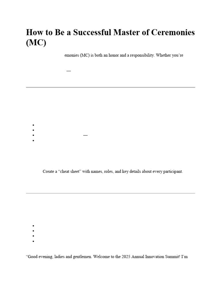How To Be A Successful Master of Ceremonies | PDF | Human Communication ...
