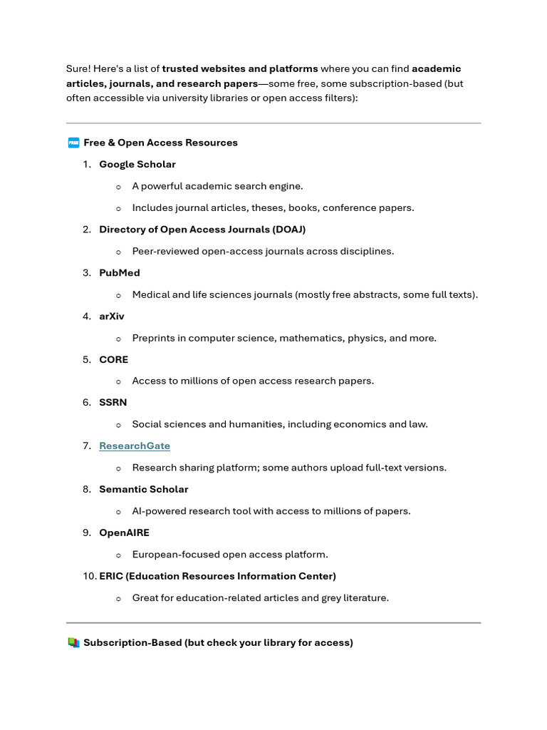 Academic Research Resource Guide | PDF