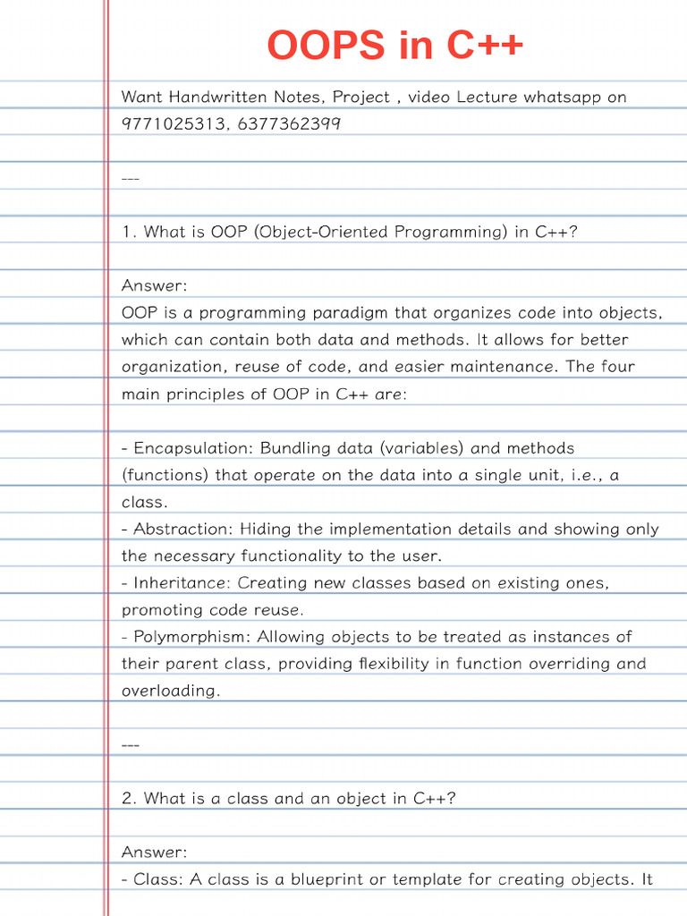 Oops in C++ | PDF