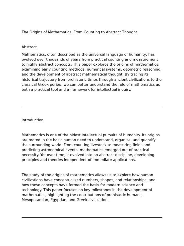 Origins of Mathematics: From Counting to Abstract | PDF | Mathematics ...