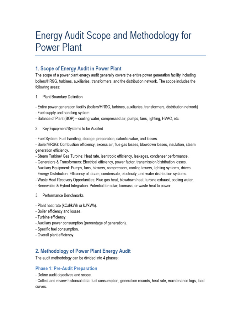 Power Plant Energy Audit Scope Methodology | PDF | Power Station | Boiler