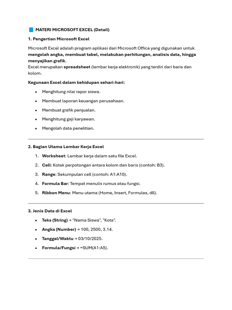 Materi Microsoft Excel | PDF
