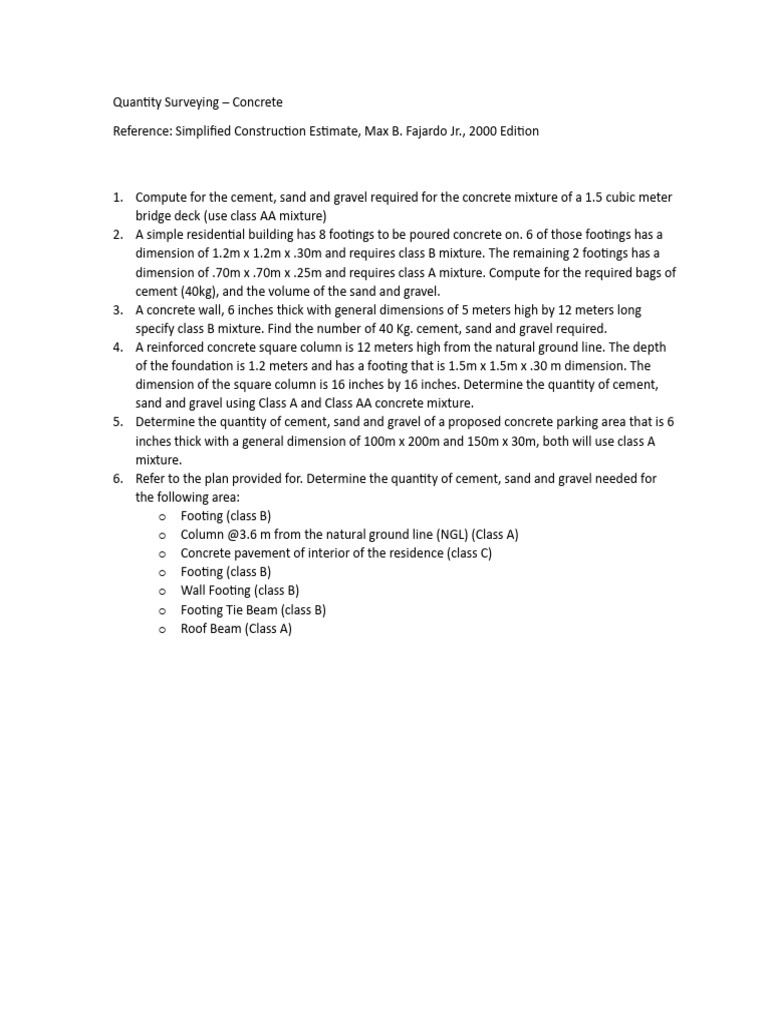 Concrete Quantity Surveying Guide | PDF | Concrete | Structural Engineering