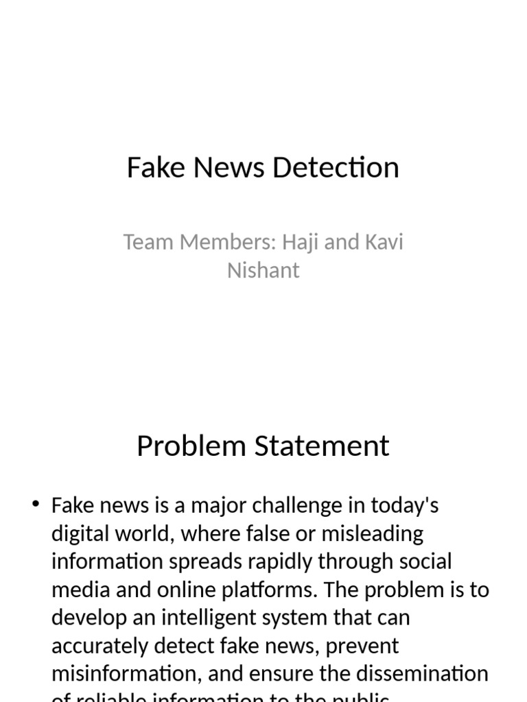 Fake News Detection Presentation | PDF