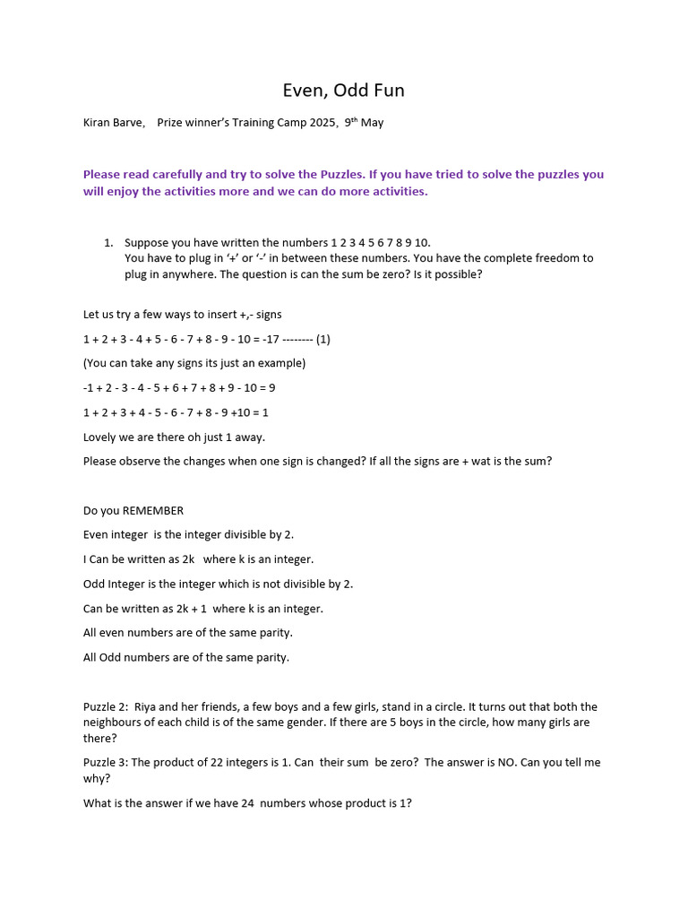Odd Even Fun | PDF