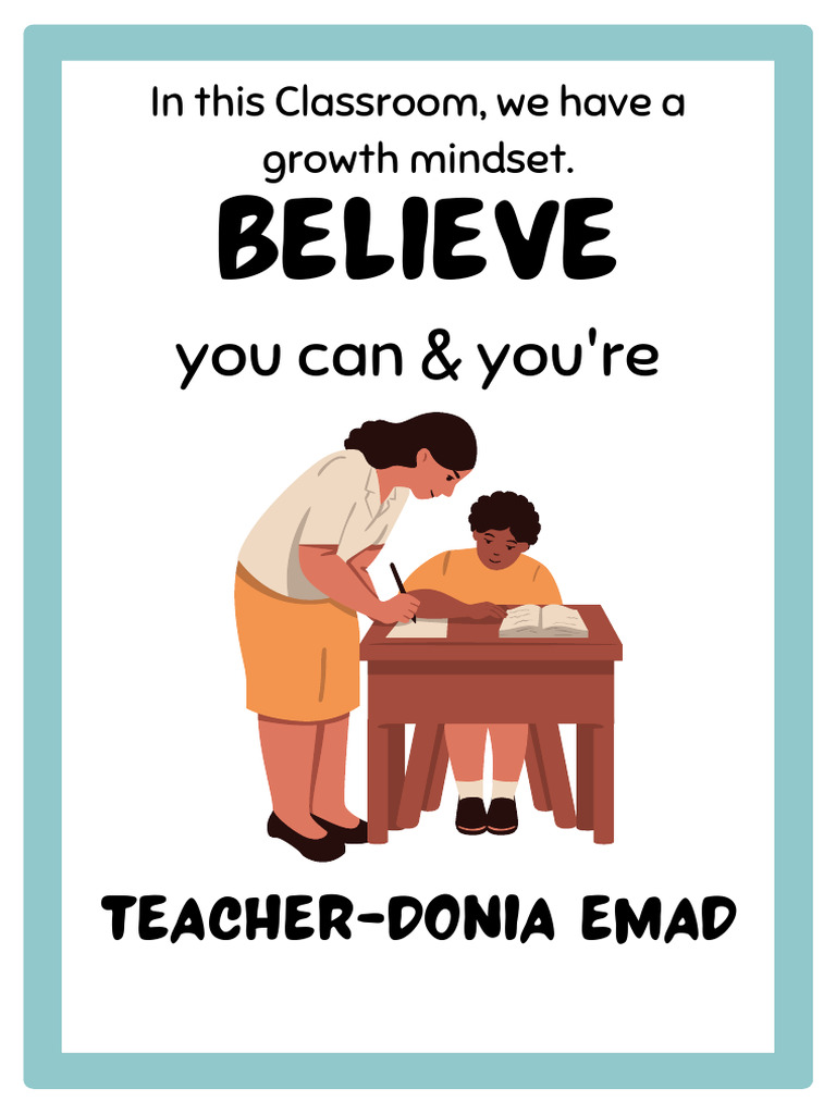 Pink White Modern Growth Mindset Motivational School Poster PDF | PDF