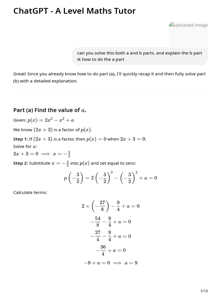 ChatGPT - A Level Maths Tutor | PDF | Quadratic Equation | Elementary ...