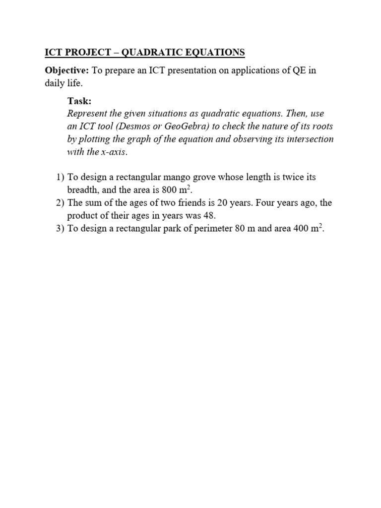 Ict Project On Quadratic Equations | PDF