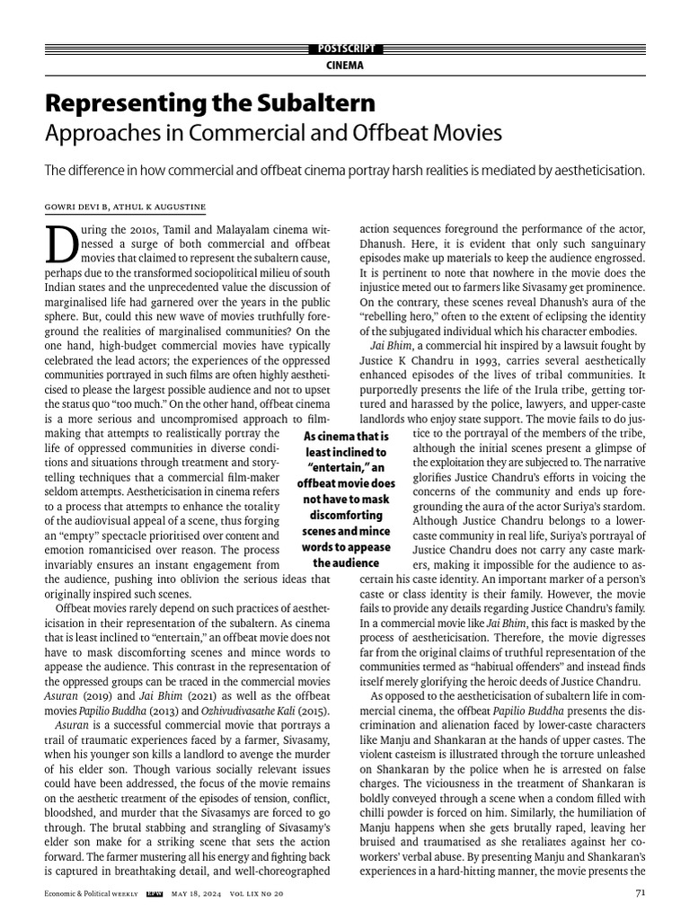 Subaltern Representation in Cinema | PDF