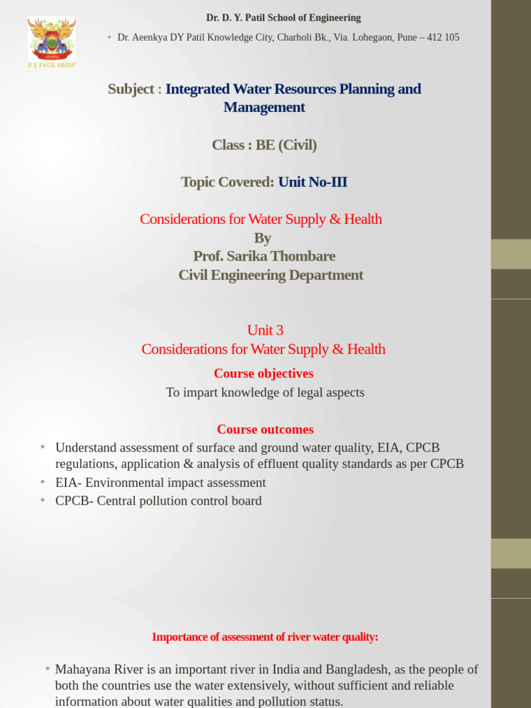 Unit 3 IWRPM PPT SPPU SYLLABUS | PDF | Sewage Treatment | Environmental ...