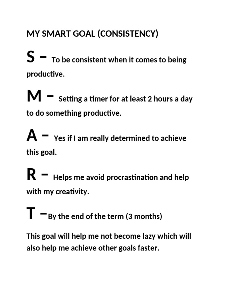 SMART Goal for Productivity Consistency | PDF