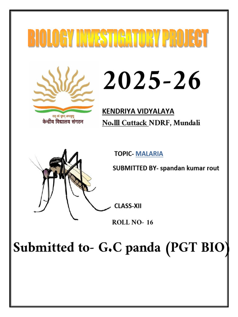 Biology Investigatory Project | PDF | Malaria | Plasmodium