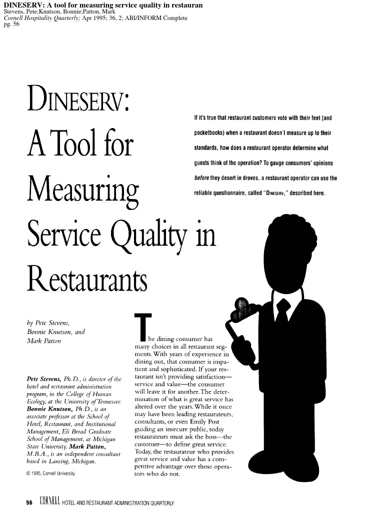 Dineserv - A Tool For Measuring Service Quality in Restaurants | PDF