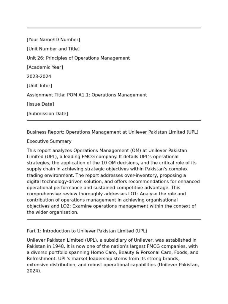 Operations Management Part 1 | PDF | Lean Manufacturing | Supply Chain