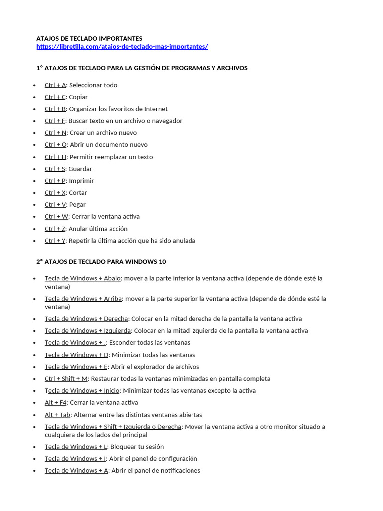 Atajos de Teclado Esenciales para Windows | PDF | Ventana (informática ...