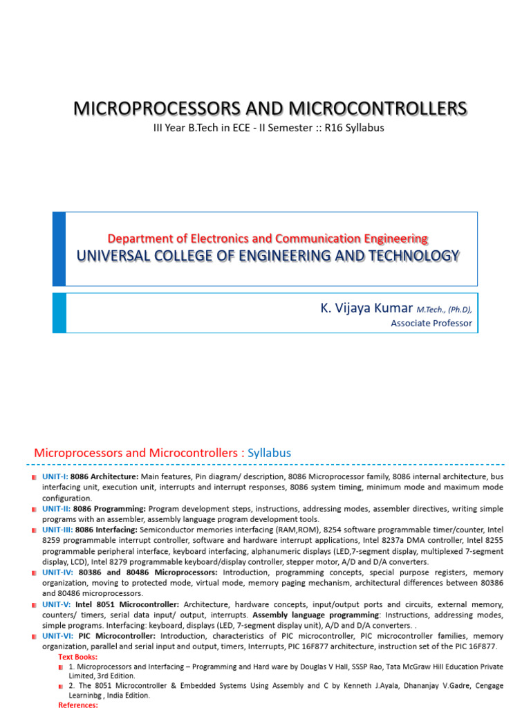 Microprocessors & Microcontrollers Syllabus | PDF | Central Processing ...