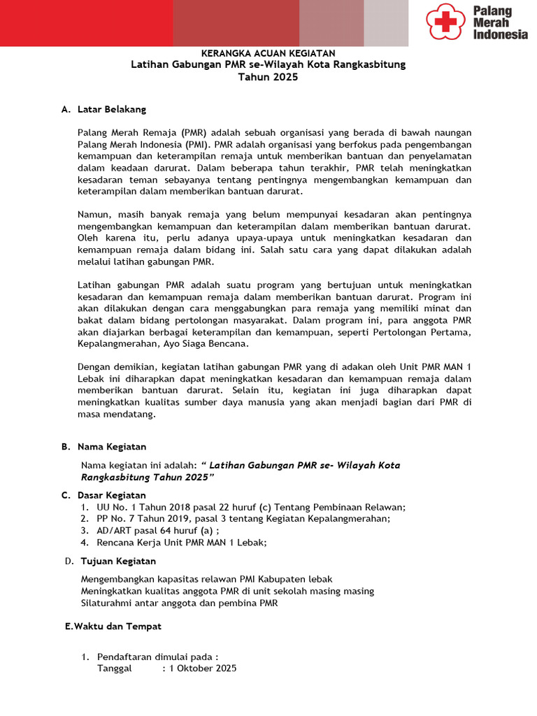Kerangka Acuan Kegiatan | PDF