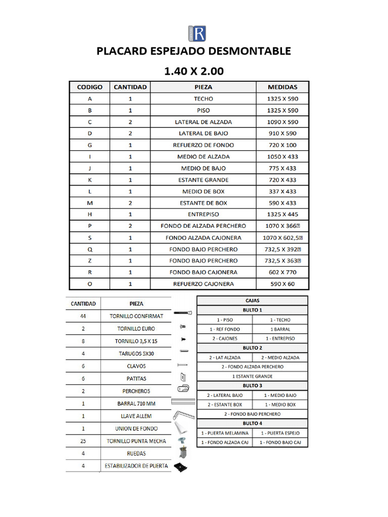 Placard Espejado Desmontable 140 - Nuevo Instructivo 2023 | PDF ...