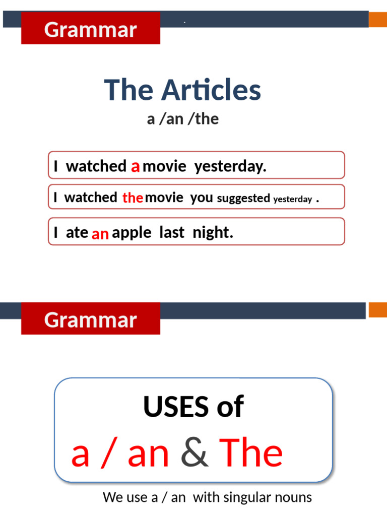 Understanding English Articles: A/An & The | PDF | Noun | Linguistic ...