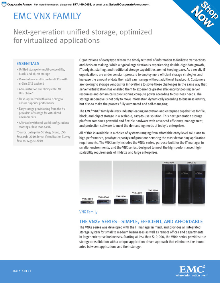 Emc Vnx Family Datasheet Series1 Pdf Virtualization Computer Data
