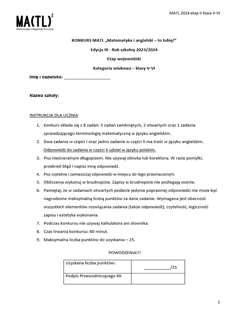 MATL Kategoria-5-6-etap-II-9-marca-2024 | PDF