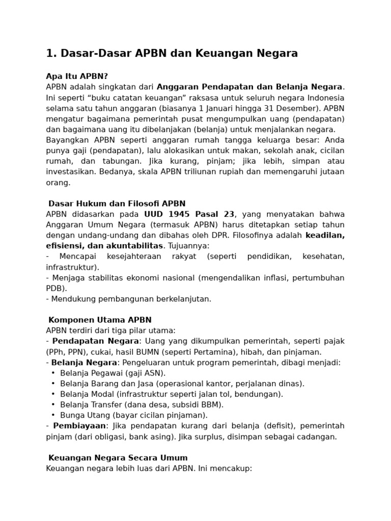 Dasar APBN dan Keuangan Negara Indonesia | PDF