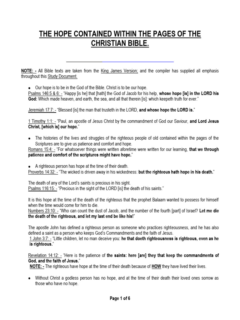 The Hope of The Christian Bible | PDF | Jesus | Sola Fide