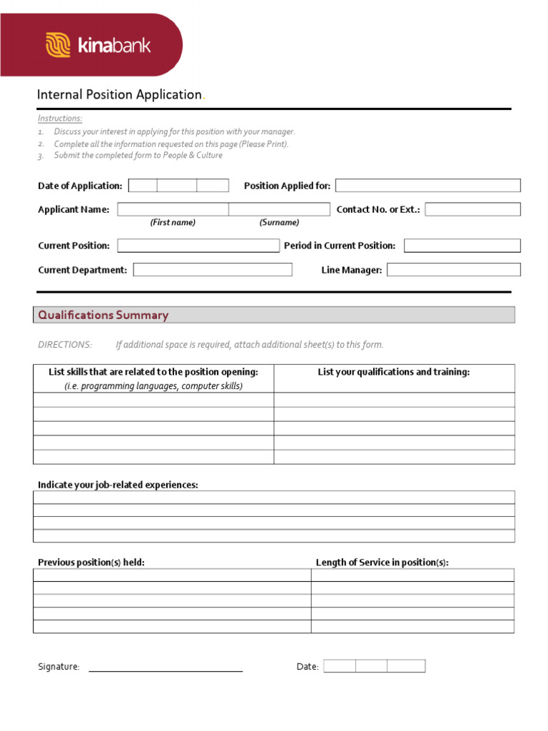 Internal Position Application Form | PDF