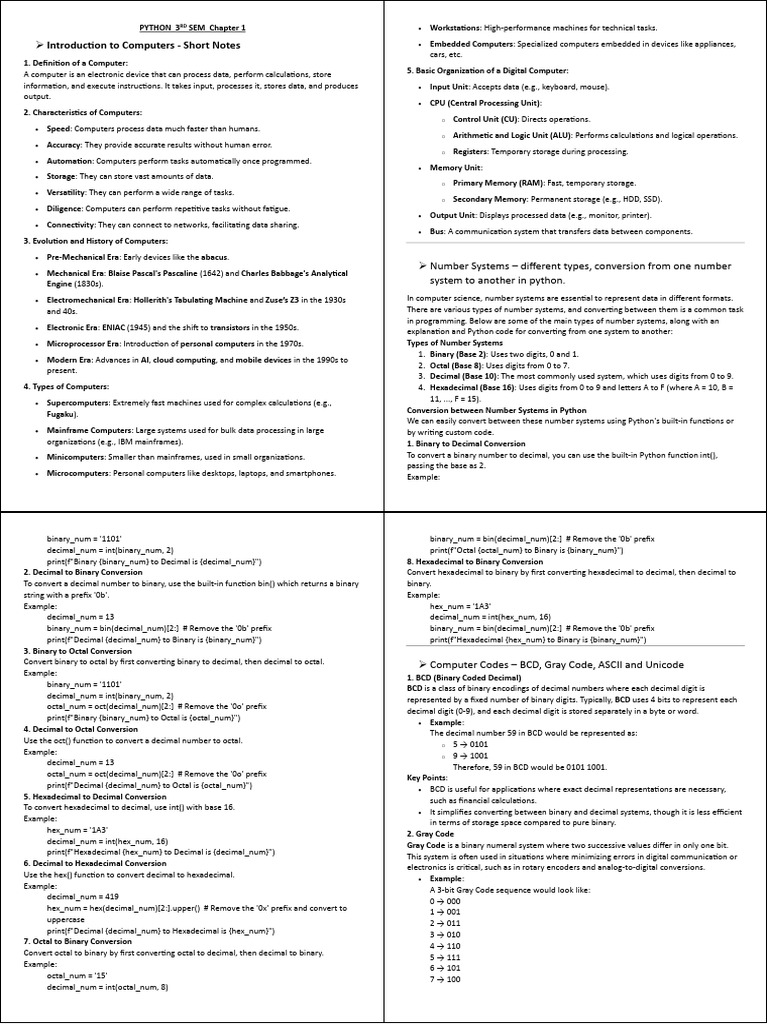 PYTHON 3RD SEM Chapter 1 | PDF | Assembly Language | Binary Coded Decimal