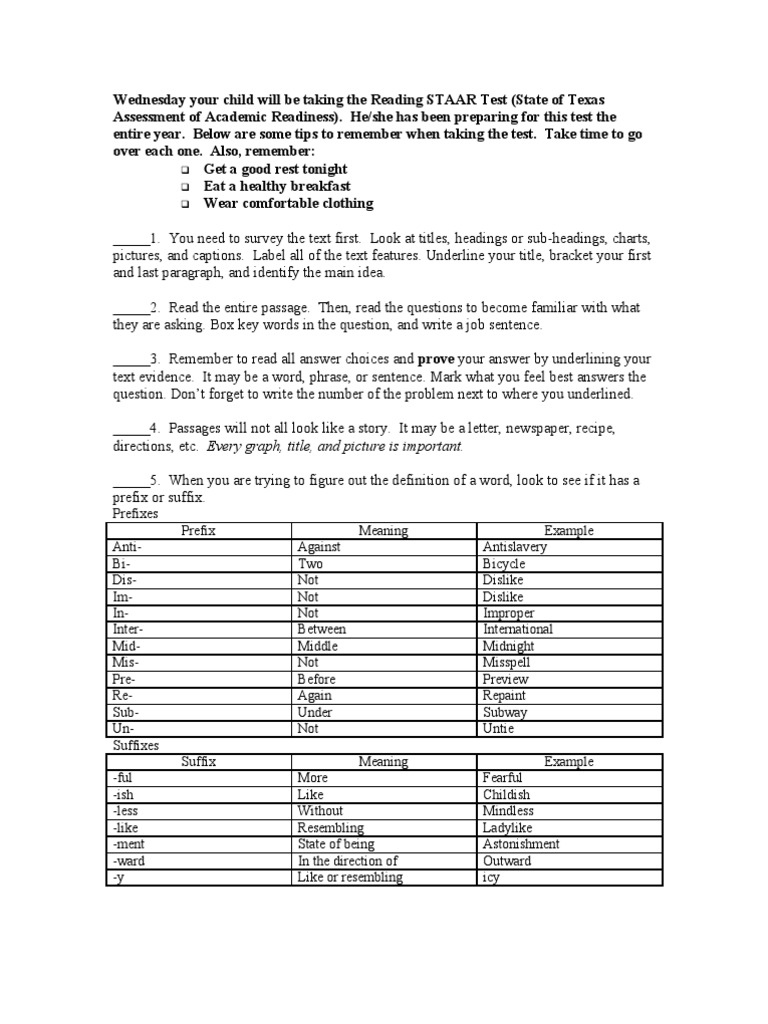 STAAR Test Tips | PDF | Poetry | Sentence (Linguistics)