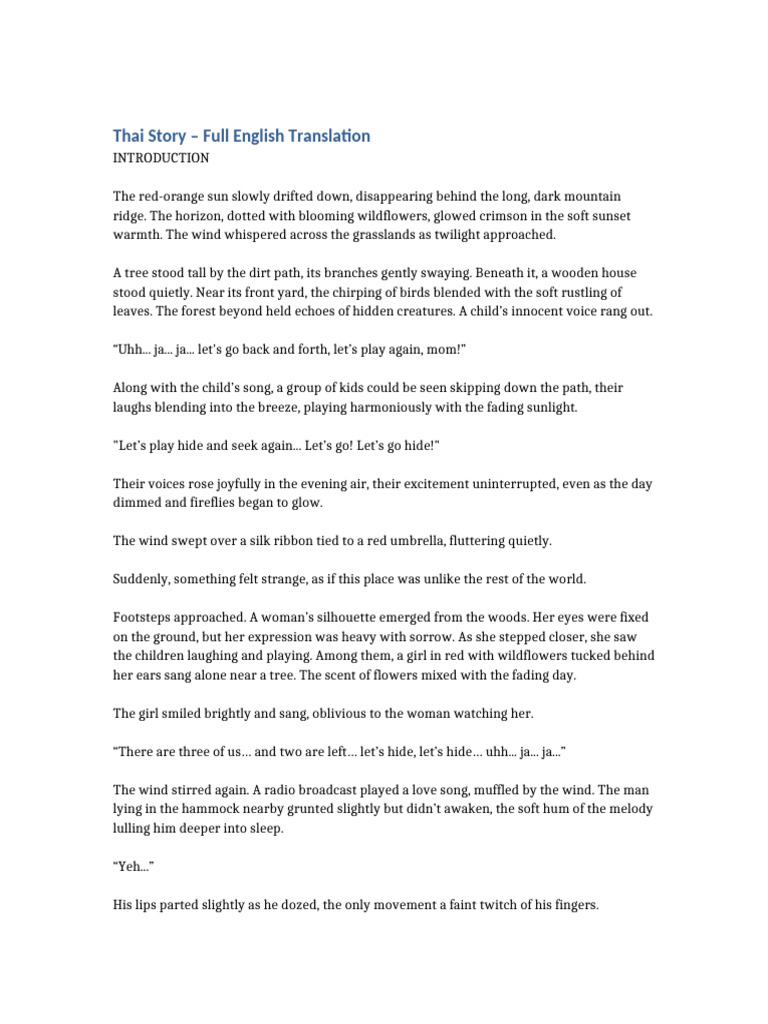 Thai Story: A Poignant Evening Tale | PDF