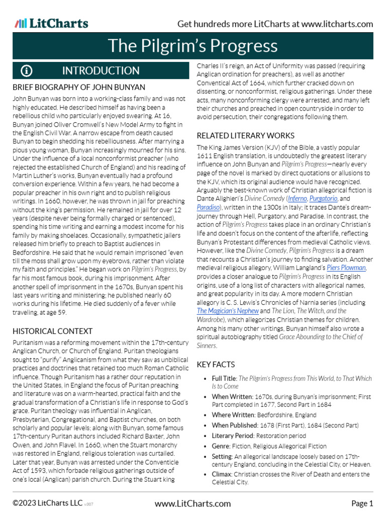 Bunyan's Pilgrim's Progress Overview | PDF | The Pilgrim's Progress ...