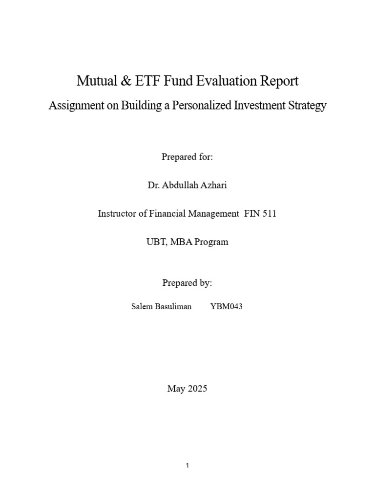 Mutual 0 ETF Fund Evaluation Report | PDF | Exchange Traded Fund ...