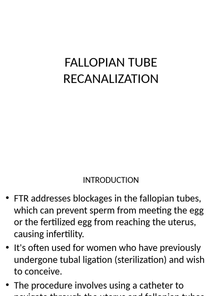 Fallopian Tube Recanalization Guide | PDF | Animal Female Reproductive ...