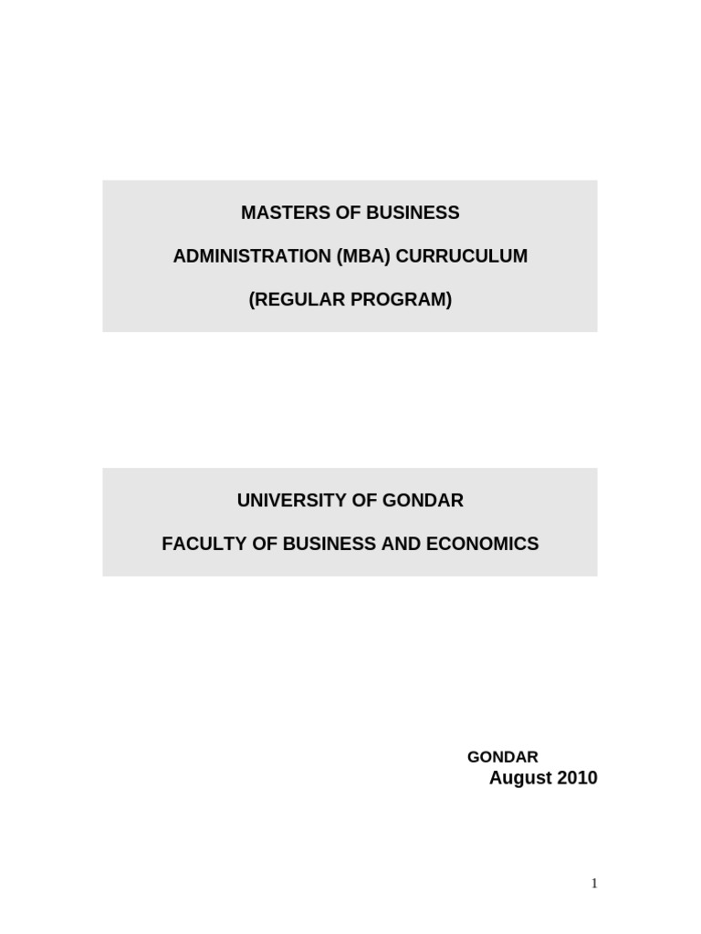 MBA Curriculum at University of Gondar | PDF | Marketing | Conceptual Model