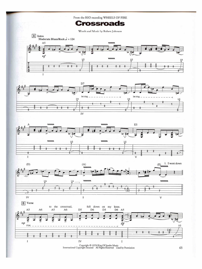 Cream - Crossroads - TAB | PDF